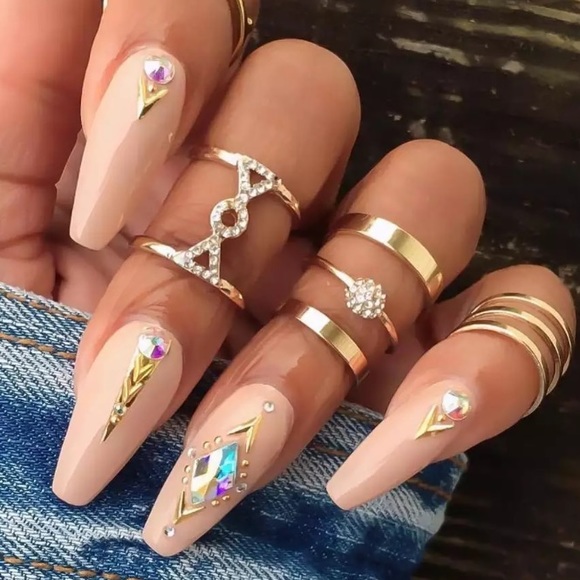 Jewelry | New Gold Crystal Stacking Rings Set Of 5 | Poshmark